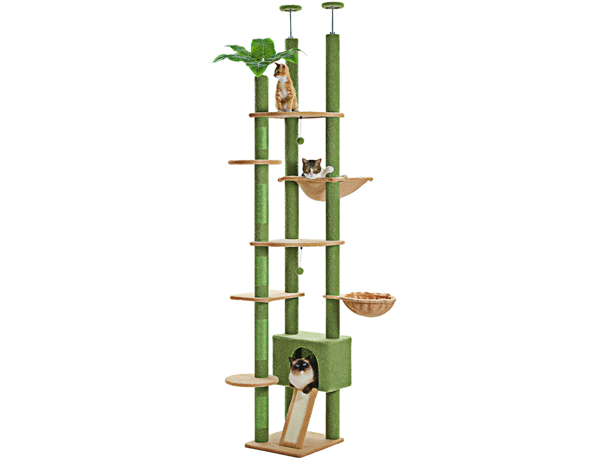 Ophelia & Co. Tall Cat Tree, Floor To Ceiling Cat Tree Tower Adjustable ...